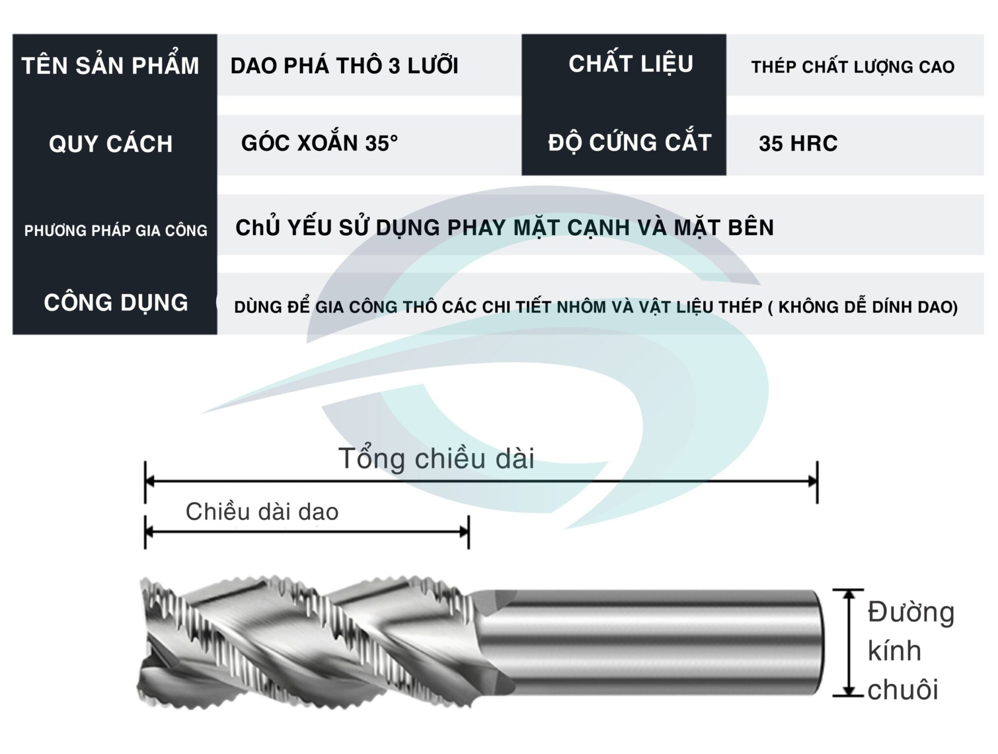 Dao Phá Thô 3F 55HRC Chuyên Dụng Trong CNC Gia Công Nhôm