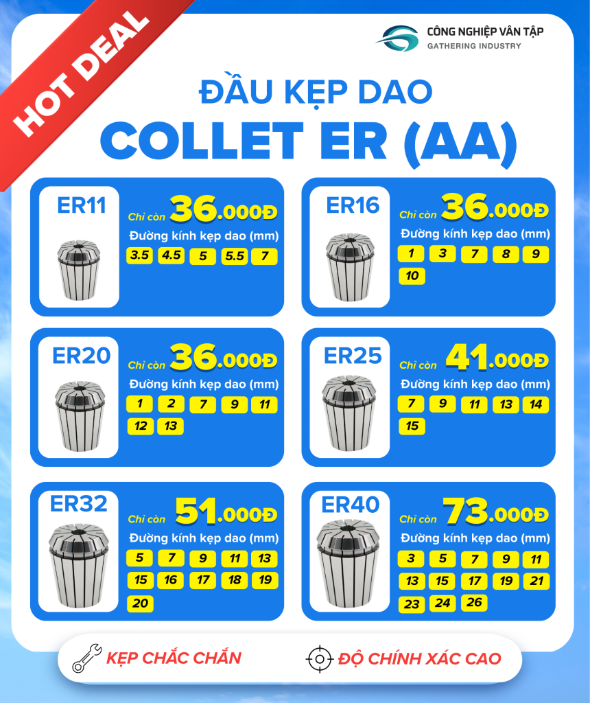 Đầu kẹp C32 lắp collet trụ C32 hãng SUKEN kẹp chắc chắn
